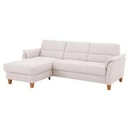 Ecksofa Home Affaire "Palmera L-Form" Sofas Gr. B/H/T: 244cm x 89cm x 163cm, Struktur, Recamiere links, mit Bettfunktion-mit Bettkasten, beige (natur) Federkern, wahlweise mit Bettfunktion und mitohne Bettkasten