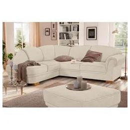 Ecksofa Home Affaire "Amrum L-Form" Sofas Gr. B/H/T: 249cm x 91cm x 218cm, Struktur flausch, Ottomane links, mit Bettfunktion, beige (creme) wahlweise mit Bettfunktion und Ottomane linksrechts