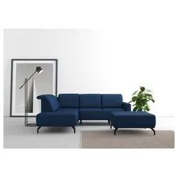 Sit & More Ecksofa SIT & MORE "Bailando L-Form" Sofas Gr. B/H/T: 249cm x 84cm x 205cm, Soft clean, Ottomane links, mit Kopfteilverstellung-mit Vorziehsitz motorisch, blau wahlweise mit Kopfteilverstellung und Vorziehsitz, motorisch