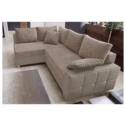 Ecksofa Collection AB "Parma L-Form" Sofas Gr. B/H/T: 224cm x 84cm x 161cm, Kunstleder SOFTLUX-Struktur, Ottomane beidseitig montierbar, mit Bettfunktion-mit Bettkasten-mit Federkern, braun (schlamm/cappuccino) mit Bettfunktion und Federkern