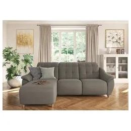 Ecksofa Home Affaire "Boston L-Form" Sofas Gr. B/T: 254cm x 170cm, NaturLEDER, Recamiere links, mit Kopfteilverstellung, grau (delphin) Kopfteilverstellung an jeder Sitzfläche, wahlweise Relaxfunktion