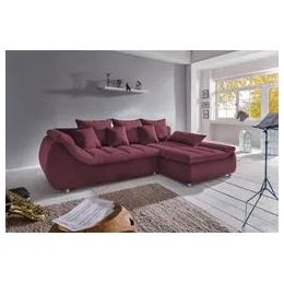 Ecksofa Inosign "Imola L-Form" Sofas Gr. B/H/T: 270cm x 90cm x 170cm, Struktur, Recamiere rechts, mit Bettfunktion, pink (fuchsia) wahlweise mit Bettfunktion