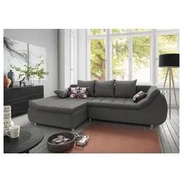 Ecksofa Inosign "Imola L-Form" Sofas Gr. B/H/T: 270cm x 90cm x 170cm, Struktur fein, Armlehne rechts-Bettfunktion rechts-Recamiere links, grau (anthrazit) auch mit Bettfunktion