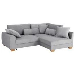 Ecksofa Home Affaire "Helena II, L-Form" Sofas Gr. B/H/T: 227 cm x 77 cm x 190 cm, Luxus-Microfaser weich, Ottomane rechts, ohne Bettfunktion, grau (melange) Mit Federkern, wahlweise mit Bett und Taschenfederkern