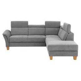 Ecksofa Home Affaire "Conville L-Form" Sofas Gr. B/H/T: 247cm x 84cm x 217cm, Webstoff, Ottomane rechts, inkl.Kopfteilverstellung, ohne Bettfunktion und Stauraum, grau Federkern, wahlweise mit Bettfunktion und Bettkasten bzw. Stauraum