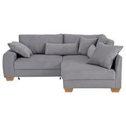 Ecksofa Home Affaire "Helena II, L-Form" Sofas Gr. B/H/T: 227 cm x 77 cm x 190 cm, Luxus-Microfaser weich, Ottomane rechts, mit Bettfunktion, grau Mit Federkern, wahlweise mit Bett und Taschenfederkern