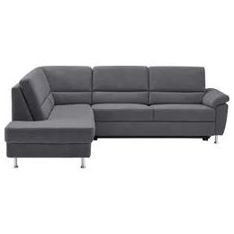 Ecksofa CALIZZA INTERIORS "Onyx L-Form" Sofas Gr. B/H/T: 257 cm x 90 cm x 196 cm, Microfaser, Ottomane links, mit Bettfunktion und Bettkasten, grau (09 anthrazit) Ottomane links oder rechts, wahlweise mit Bettfunktion, Breite 257 cm