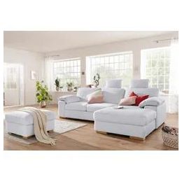 Ecksofa Home Affaire "Ventura L-Form" Sofas Gr. B/H/T: 277cm x 86cm x 172cm, Struktur, Recamiere rechts, mit Bettfunktion, silberfarben (silber) wahlweise mit Bettfunktion und BettfunktionBettkasten