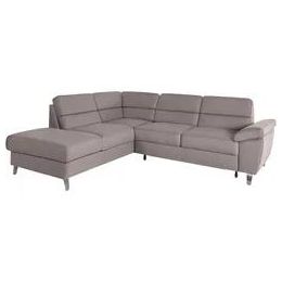 Sit & More Ecksofa SIT & MORE "Sorano L-Form" Sofas Gr. B/H/T: 249 cm x 88 cm x 212 cm, Flachgewebe, Ottomane links, ohne Funktion, grau (hellgrau) wahlweise mit Bettfunktion und Bettkasten