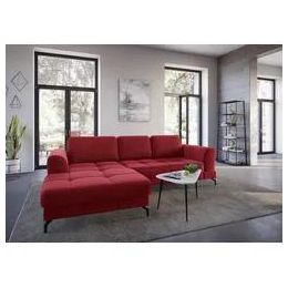 Sit & More Ecksofa SIT & MORE "Bendigo L-Form" Sofas Gr. B/H/T: 284cm x 84cm x 175cm, Samtoptik, mega-Recamiere links, mit schwarzem Nickelfuß, rot inklusive Sitztiefenverstellung, Bodenfreiheit 12 cm, in 2 Fußfarben