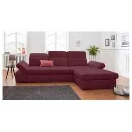 Sit & More Ecksofa SIT & MORE "Stardust L-Form", lila (chianti), B:302cm H:77cm T:189cm, Struktur (100% Polyester), Struktur fein (95% Polyester, 5% Polyamid), Sofas, wahlweise mit Bettfunktion und Bettkasten