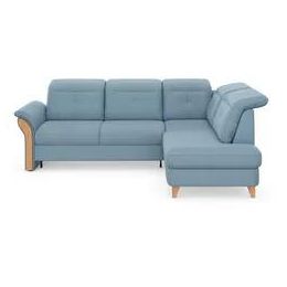 Ecksofa Home Affaire "Dangast L-Form" Sofas Gr. B/H/T: 269cm x 92cm x 200cm, Easy care, Ottomane rechts, mit Bettfunktion und Bettkasten-ohne Relaxfunktion, blau (hellblau) Kopfteilverstellung, wahlweise mit motorischer Relaxfunktion