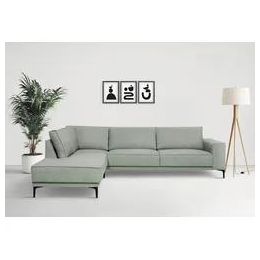 Ecksofa Places of Style "Oland" Sofas Gr. B/H/T: 289cm x 85cm x 210cm, Flachgewebe, Ottomane links, blau (sapphire) L-Form, im zeitlosem Design und hochwertiger Verarbeitung