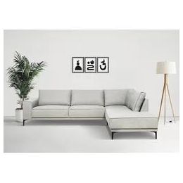 Ecksofa Places of Style "Oland" Sofas Gr. B/H/T: 289cm x 85cm x 210cm, Flachgewebe, Ottomane rechts, braun (latte) L-Form, im zeitlosem Design und hochwertiger Verarbeitung