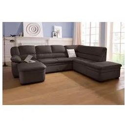 Wohnlandschaft COTTA "Casino U-Form" Sofas Gr. B/H/T: 313 cm x 98 cm x 95 cm, NaturLEDER, Ottomane rechts, ohne Bettfunktion, braun wahlweise mit Bettfunktion