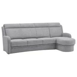 Ecksofa VILLA BECK "Varese L-Form" Sofas Gr. B/H/T: 256cm x 102cm x 83cm, Microfaser-Flock, Longchair rechts, ohne Bettkasten, grau (6 fels) Kopfteilverstellung, wahlweise mit Sitzvorzug, in Sitzhöhe 49 cm