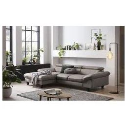 Ecksofa Home Affaire "Pilot L-Form" Sofas Gr. B/H/T: 268cm x 73cm x 108cm, Kunstleder SOFTLUX, Recamiere links, mit Kopfteilverstellung-ohne Bettfunktion-ohne Bettkasten, grau (elephant) wahlweise mit Bettfunktion und Bettkasten