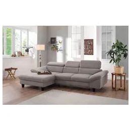 Ecksofa Home Affaire "Pilot L-Form" Sofas Gr. B/H/T: 268cm x 73cm x 108cm, Microfaser, Recamiere links, mit Kopfteilverstellung-mit Bettkasten-mit Bettfunktion, braun (mud) wahlweise mit Bettfunktion und Bettkasten