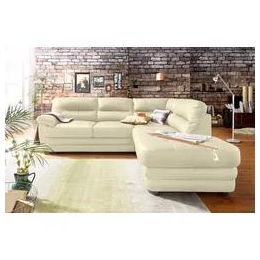 Ecksofa COTTA "Royale L-Form" Sofas Gr. B/H/T: 250cm x 88cm x 234cm, Luxus-Kunstleder, Ottomane rechts, ohne Bettfunktion, beige (creme) wahlweise mit Bettfunktion