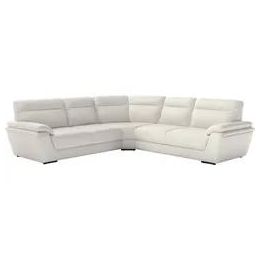 Ecksofa Home Affaire "Brandy L-Form" Sofas Gr. B/H/T: 285cm x 95cm x 298cm, Leder PAMPAS, langer Schenkel rechts, weiß (bianco)