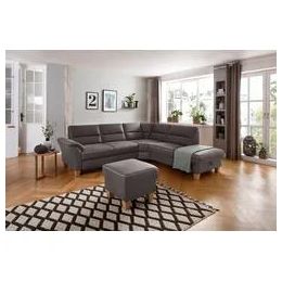 Ecksofa Home Affaire "Soleo L-Form", grau (anthrazit), B:262cm H:89cm T:235cm, Luxus-Microfaser ALTARA NUBUCK (100% Polyester), Struktur (100% Polyester), Luxus-Microfaser Lederoptik (100% Polyester), Sofas, komfortabel durch Trapezecke mit Relaxfunktion, auch mit Bettfunktion