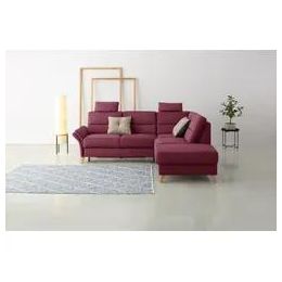 Ecksofa Home Affaire "Westerland L-Form" Sofas Gr. B/H/T: 238cm x 90cm x 213cm, Luxus-Microfaser ALTARA NUBUCK, Ottomane rechts, mit Bettfunktion, Stauraum und Armlehnfunktion, rot (bordeaux) Federkern-Polsterung, wahlweise mit Bettfunktion, Bettkasten