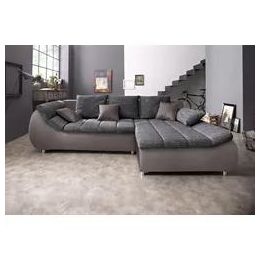 Ecksofa Inosign "Imola L-Form" Sofas Gr. B/H/T: 270cm x 90cm x 170cm, Kunstleder SOFTLUX-Struktur, Recamiere rechts, mit Bettfunktion, grau (grau, dunkelgrau) wahlweise mit Bettfunktion