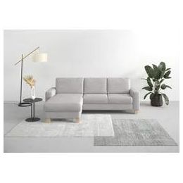 Ecksofa Home Affaire "Summer L-Form" Sofas Gr. B/H/T: 249 cm x 91 cm x 164 cm, Feincord, Recamiere links, ohne Bettfunktion-ohne Bettkasten-mit Federkern, silberfarben (silber) mit Recamiere, oder ohne Bettfunktion und Bettkasten, Cord-Bezug