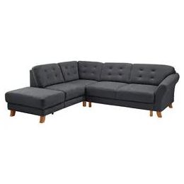 Ecksofa Home Affaire "Trondheim L-Form" Sofas Gr. B/H/T: 260cm x 89cm x 90cm, Luxus-Microfaser ALTARA NUBUCK, Ottomane links, mit Bettfunktion-mit Stauraum, grau (dunkel grau) mit Federkern