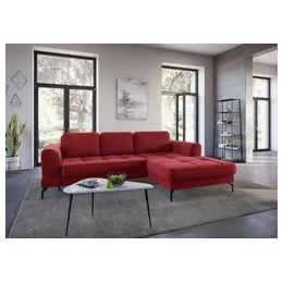 Sit & More Ecksofa SIT&MORE "Bendigo L-Form" Sofas Gr. B/H/T: 284 cm x 87 cm x 175 cm, Samtoptik, mega-Recamiere rechts, mit schwarzem Nickelfuß, rot inklusive Sitztiefenverstellung, Bodenfreiheit 15 cm, 2 Fußfarben