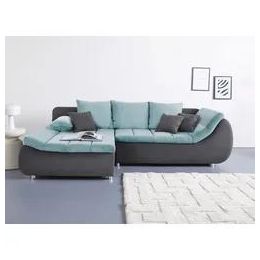 Ecksofa Inosign "Imola L-Form" Sofas Gr. B/H/T: 271cm x 90cm x 104cm, Microfaser-Struktur, Recamiere links, mit Bettfunktion und Bettkasten, grün (anthrazit, mint)