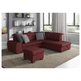 Sit & More Ecksofa SIT&MORE "Luxor L-Form" Sofas Gr. B/H/T: 259 cm x 82 cm x 224 cm, Luxus-Microfaser ALTARA NUBUCK, Ottomane rechts, ohne Bettfunktion-ohne Bettkasten-ohne Kopfteilverstellung, rot (bordeaux) wahlweise mit Bettfunktion, Stauraum und Kopfteilverstellung