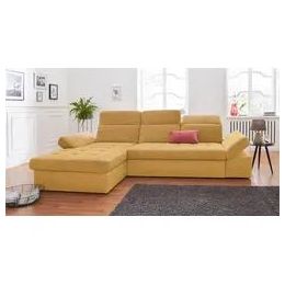 Sit & More Ecksofa SIT & MORE "Stardust L-Form", gelb (senf), B:302cm H:77cm T:189cm, Struktur (100% Polyester), Struktur fein (95% Polyester, 5% Polyamid), Sofas, wahlweise mit Bettfunktion und Bettkasten