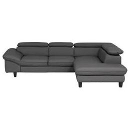 Ecksofa Home Affaire "Pilot L-Form" Sofas Gr. B/H/T: 266cm x 73cm x 108cm, Kunstleder SOFTLUX, Ottomane rechts, mit Kopfteilverstellung-mit Bettfunktion-mit Bettkasten, grau (fango)