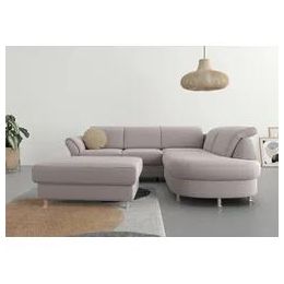 Sit & More Ecksofa SIT & MORE "Apulia L-Form" Sofas Gr. B/H/T: 250cm x 78cm x 212cm, Samtoptik, langer Schenkel links, mit Bettfunktion-mit Bettkasten-mit Armteilverstellung-mit Kopfteilverstellung, beige (sand) wahlweise Bettfunktion, Bettkasten und Kopf- Armteilverstellung