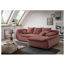 Ecksofa Inosign "Imola L-Form" Sofas Gr. B/H/T: 270cm x 90cm x 170cm, Cord, Recamiere rechts, mit Bettfunktion, rot (koralle, rot) wahlweise mit Bettfunktion