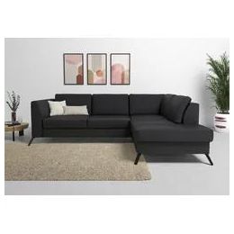 Sit & More Ecksofa SIT & MORE "Olsen L-Form" Sofas Gr. B/H/T: 248cm x 88cm x 201cm, Soft clean, Ottomane rechts, mit Bettfunktion-mit Stauraum-mit Sitztiefenverstellung, schwarz inklusive Sitztiefenverstellung, wahlweise mit Bettfunktion, 15cm hoch