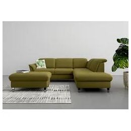 Sit & More Ecksofa SIT & MORE "Maggiore L-Form" Sofas Gr. B/T: 261cm x 224cm, Soft clean, Ottomane rechts, mit Kopfteilverstellung-ohne Bettfunktion-ohne Stauraum-Fussfarbe: Nickel satiniert, grün (olive) wahlweise mit Kopfteilverstellung, Bettfunktion und Stauraum