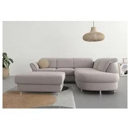 Sit & More Ecksofa SIT & MORE "Apulia L-Form" Sofas Gr. B/H/T: 250cm x 78cm x 212cm, Samtoptik, langer Schenkel links, ohne Bettfunktion-ohne Bettkasten-mit Armteilverstellung-mit Kopfteilverstellung, beige (sand) wahlweise Bettfunktion, Bettkasten und Kopf- Armteilverstellung