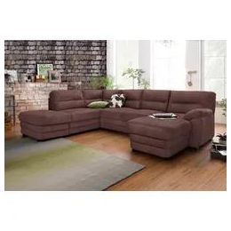 Wohnlandschaft COTTA "Royale U-Form" Sofas Gr. B/H/T: 316cm x 90cm x 93cm, Luxus-Microfaser, Ottomane links, ohne Bettfunktion, braun wahlweise mit Bettfunktion