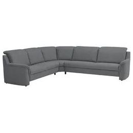 Ecksofa VILLA BECK "Garda L-Form" Sofas Gr. B/H/T: 277cm x 90cm x 91cm, Microfaser, langer Schenkel links, mit Kopfteilverstellung, grau (09 anthrazit) inklusive Kopfteilverstellung, Stellmaß 309x277 cm