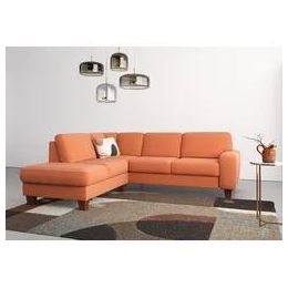 Ecksofa Home Affaire "Vision L-Form" Sofas Gr. B/H/T: 240cm x 90cm x 215cm, Easy care, Ottomane links, ohne Bettfunktion-ohne Stauraum, orange (terra) wahlweise mit Bettfunktion und Stauraum, auch in Easy Care-Bezug