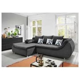 Ecksofa Inosign "Imola L-Form" Sofas Gr. B/H/T: 270cm x 90cm x 170cm, Velours, Armlehne rechts-Bettfunktion rechts-Recamiere links, grau (anthrazit) auch mit Bettfunktion