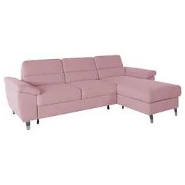 Sit & More Ecksofa SIT & MORE "Sorano L-Form" Sofas Gr. B/H/T: 250cm x 88cm x 161cm, Struktur fein, Recamiere rechts, mit Bettfunktion-mit Bettkasten, rosa (altrosa) wahlweise mit Bettfunktion und Bettkasten