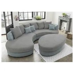 Ecksofa Inosign "Limoncello L-Form" Sofas Gr. B/H/T: 287cm x 76cm x 160cm, Cord, Ottomane links, Ottomane links, grau (aqua, grau) ergonomische Form