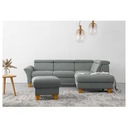 Ecksofa Home Affaire "Lindgren L-Form" Sofas Gr. B/H/T: 249 cm x 84 cm x 217 cm, Chenille, Ottomane rechts, mit TV-Funktion motorisch-mit Stauraum-mit Kopfteilverstellung-ohne Bettfunktion mit einklappbaren Rollen-ohne Federkern, grau wahlweise mit TV-Funktion, Stauraum und Kopfteilverstellung