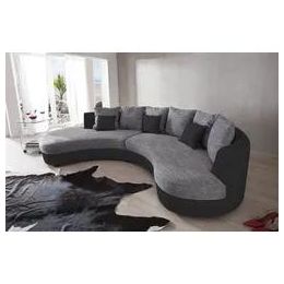 Ecksofa Inosign "Limoncello L-Form" Sofas Gr. B/H/T: 287cm x 76cm x 160cm, Kunstleder-Struktur, Ottomane links, Ottomane links, grau (schwarz, weiß, grau) ergonomische Form