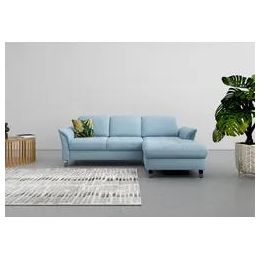 Sit & More Ecksofa SIT & MORE "Maggiore L-Form" Sofas Gr. B/H/T: 258cm x 88cm x 173cm, Soft clean, mega-Recamiere rechts, ohne Kopfteilverstellung-ohne Bettfunktion-ohne Bettkasten-Fussfarbe: Nickel satiniert, blau (hellblau) wahlweise mit Kopfteilverstellung, Bettfunktion und Bettkasten