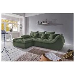 Ecksofa Inosign "Imola L-Form" Sofas Gr. B/H/T: 270cm x 90cm x 170cm, Struktur, Recamiere links, mit Bettfunktion, grün (dunkelgrün) wahlweise mit Bettfunktion