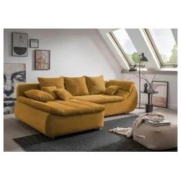 Ecksofa Inosign "Imola L-Form" Sofas Gr. B/H/T: 270cm x 90cm x 170cm, Cord, Recamiere links, ohne Bettfunktion, goldfarben (gold) wahlweise mit Bettfunktion